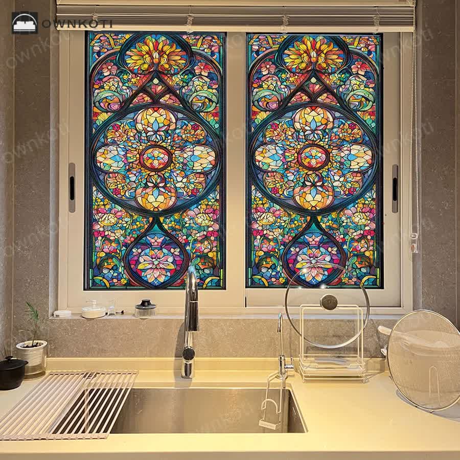 Vintage Stained Baroque Static Frosted Privacy Film – uk.ownkoti